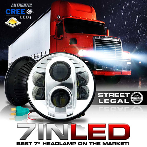 LED Headlight - 7 Inch 80 Watt PRO Grade with DRL.